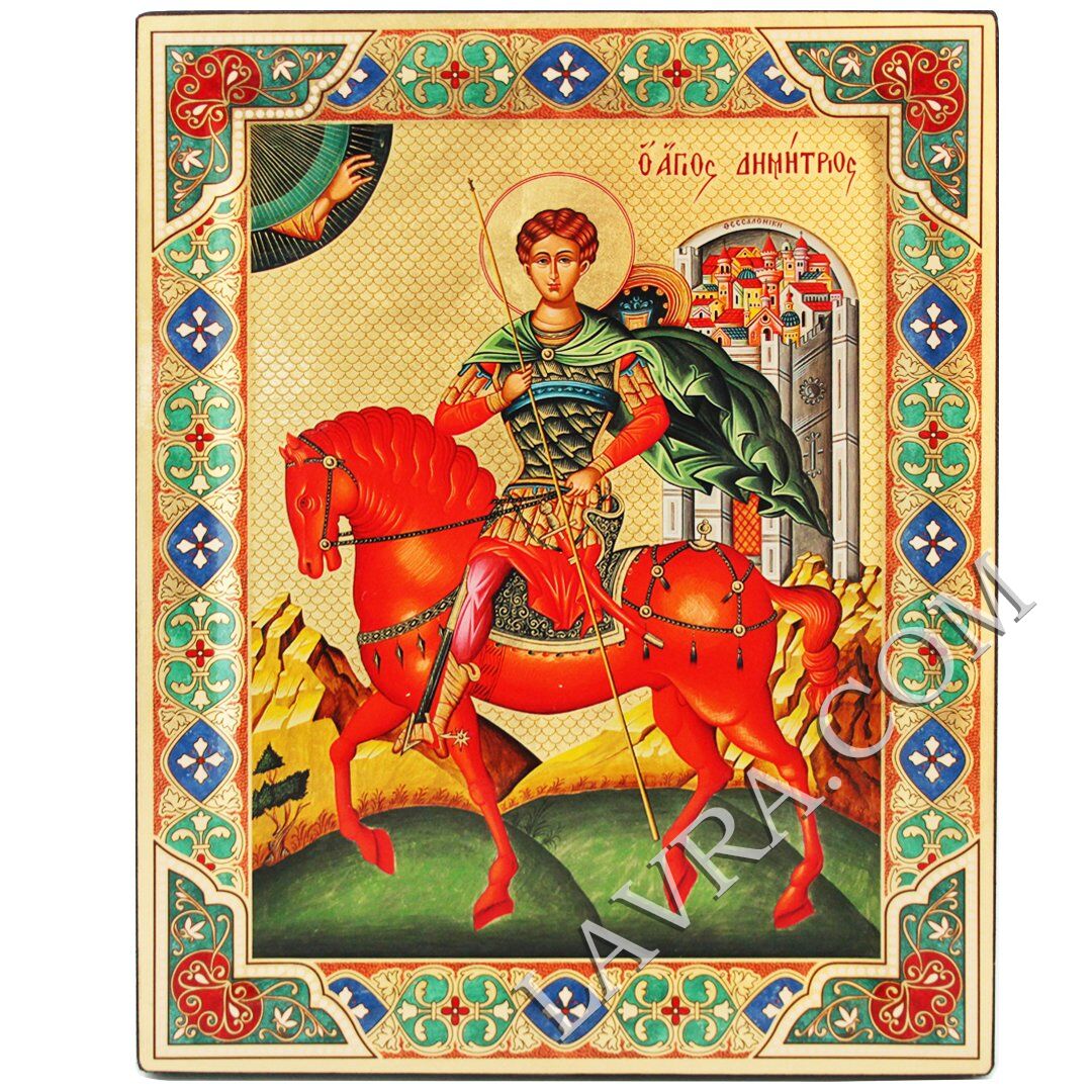 Греческая икона "Святой великомученик Димитрий Солунский" 29х23 Иконы ...